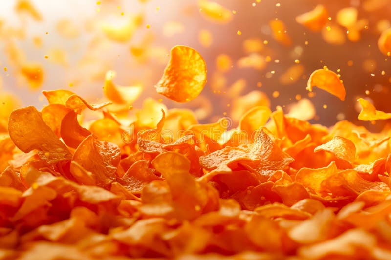 A Pile of Orange Chips Falling into the Air. Generative AI Stock Image ...