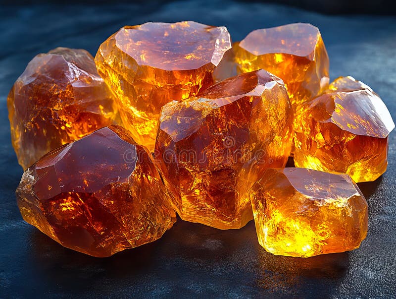 A Pile of Orange Crystals Sitting on Top of a Table Stock Photo - Image ...
