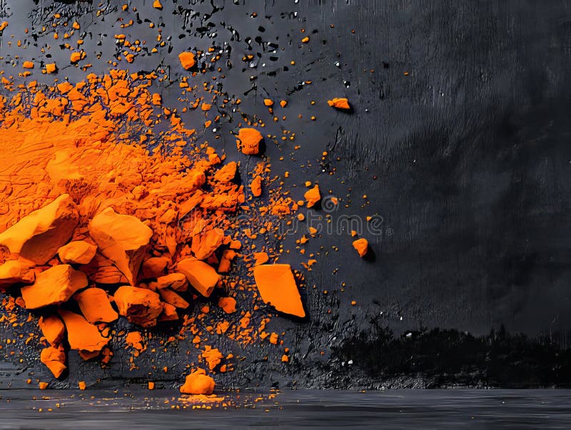 A Pile of Orange Powder on a Black Surface Stock Photo - Image of ...