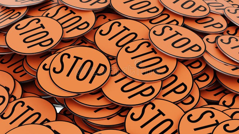 Pile of Orange Stop Signs stock illustration. Illustration of caution ...
