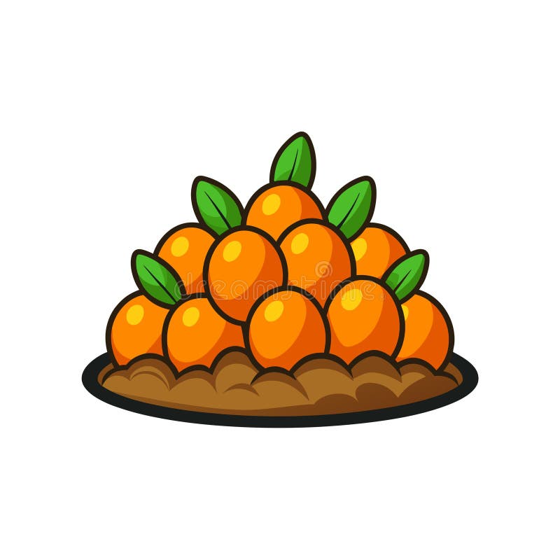 Pile of Oranges Cartoon Illustration with Green Leaves Stock Photo ...