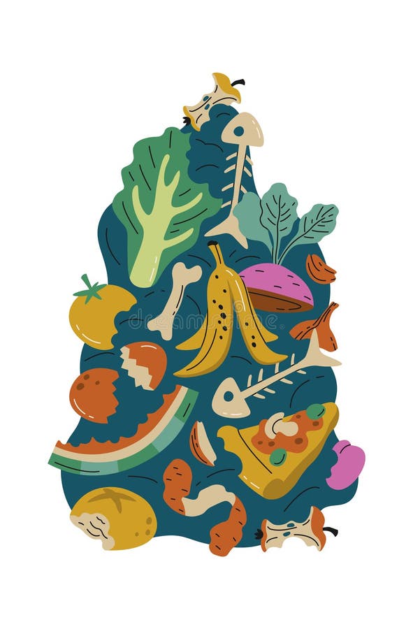 Pile of Organic Food Garbage Flat Icon Stock Vector - Illustration of ...