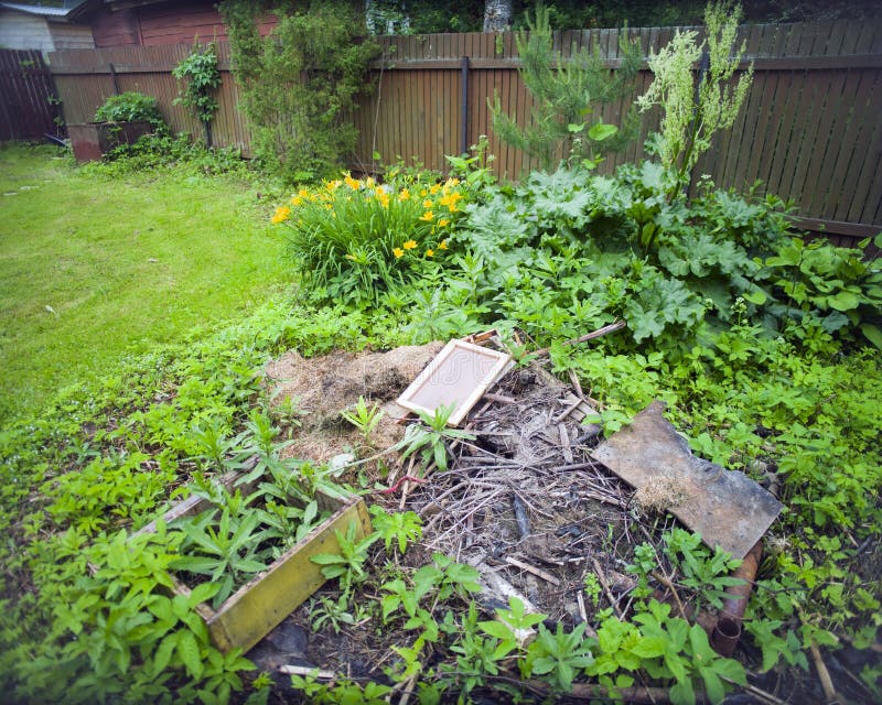 Organic Trash in the Backyard Stock Photo - Image of outdoors ...