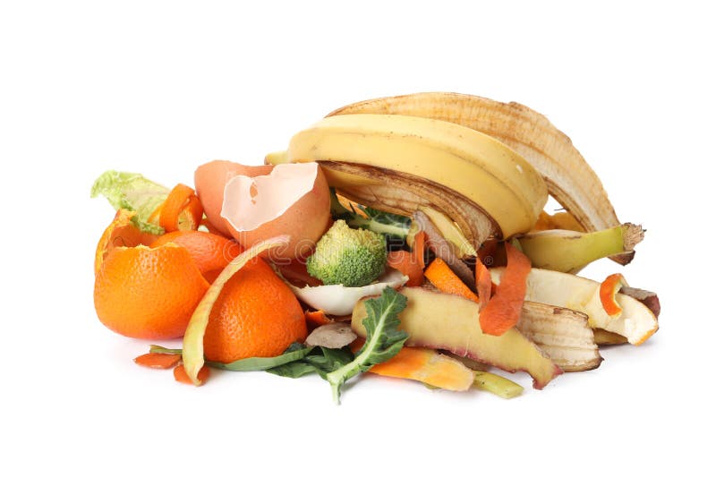 Domestic Food Waste Compost Fruits Vegetables White Background Stock ...