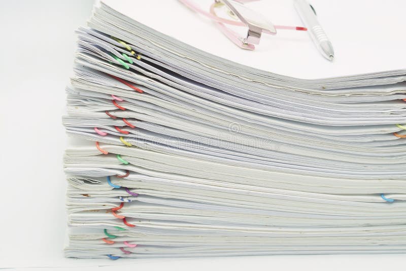 Pile of Overload Paper and Reports with Spectacles and Pen Stock Image ...