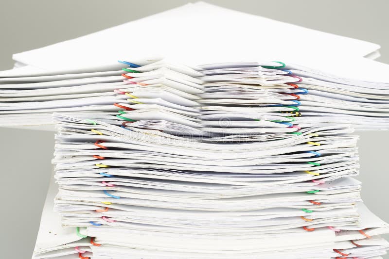 Pile of Overload White Paperwork and Reports Stock Photo - Image of ...