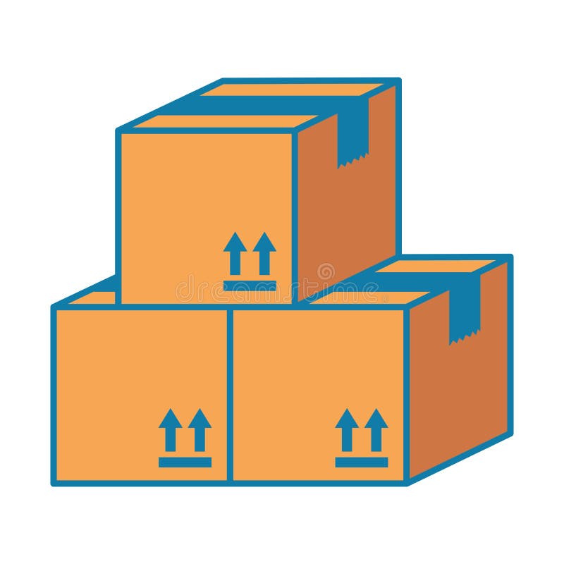 Pile Packing Boxes Carton with Arrow Stock Illustration - Illustration ...