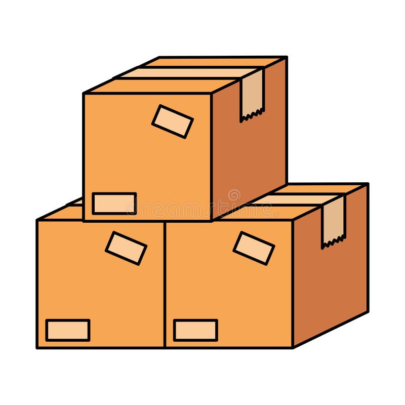 Pile Packing Boxes Carton with Arrow Stock Illustration - Illustration ...