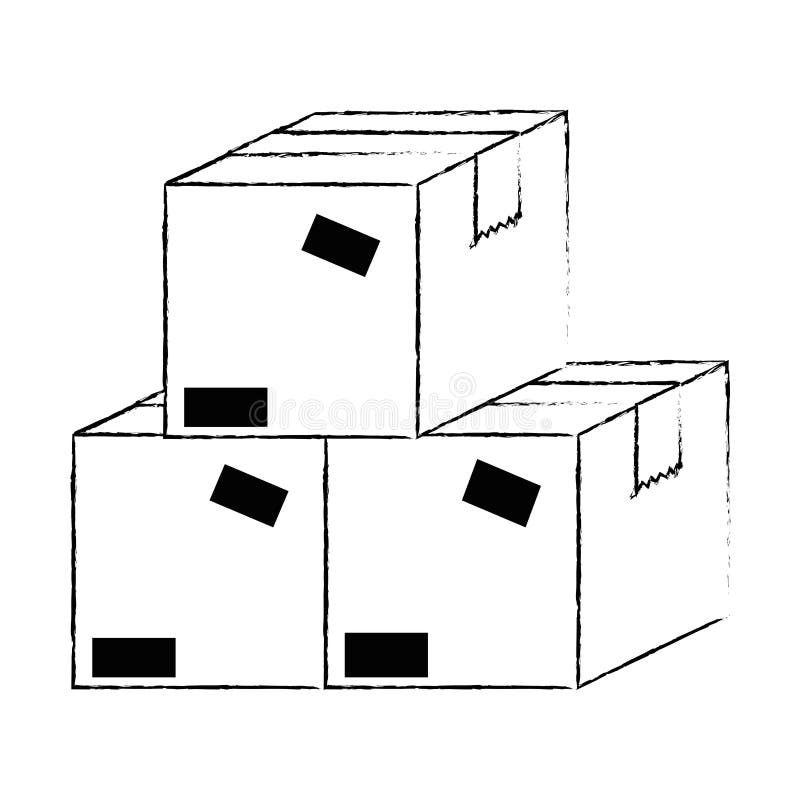 Pile Packing Boxes Carton with Arrow Stock Illustration - Illustration ...