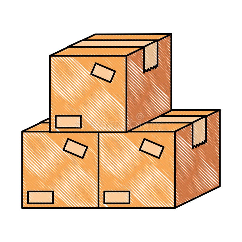 Pile packing boxes carton stock illustration. Illustration of open ...