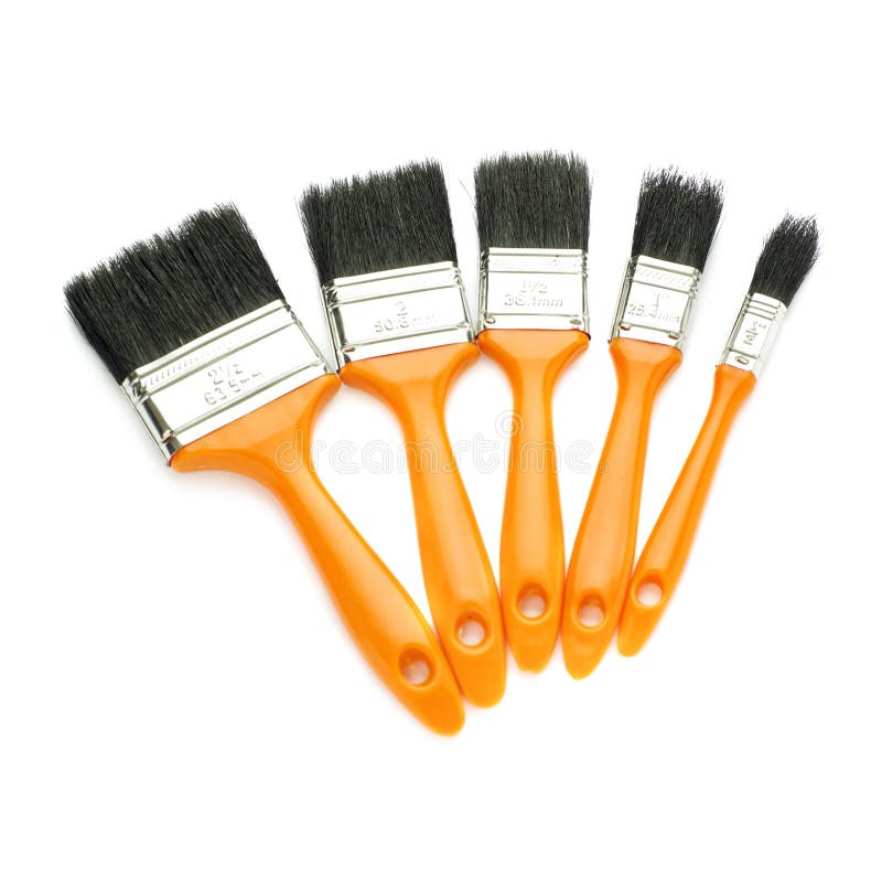 Pile of Paint Brushes Over Isolated White Background Stock Photo ...