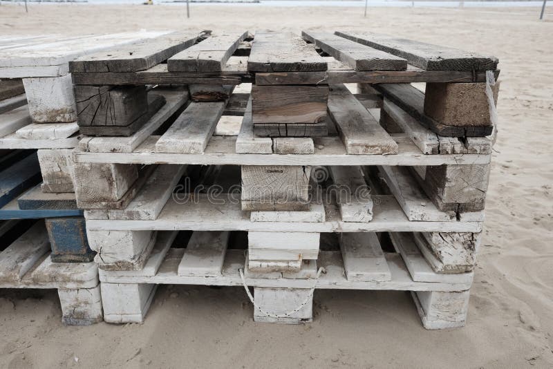 Pile of Pallets on the Beach Stock Image - Image of warehouse ...