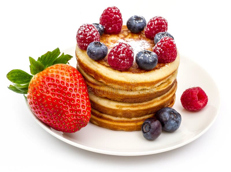Pile of Pancakes with Berries Stock Image - Image of appetite, pancake ...