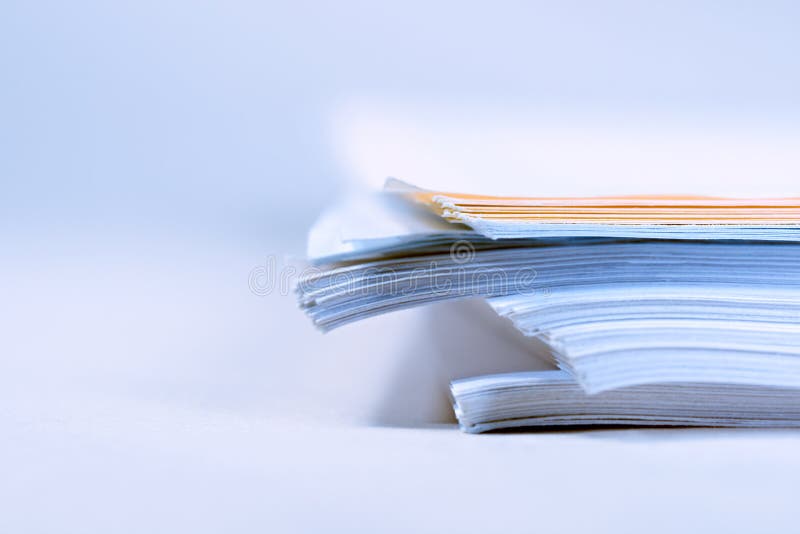 A pile of paper stock image. Image of group, blue, detail - 22451419