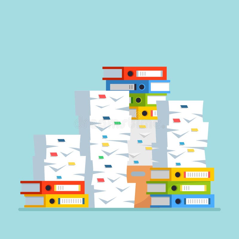 Pile of Paper, Document Stack with Carton, Cardboard Box, Folder ...