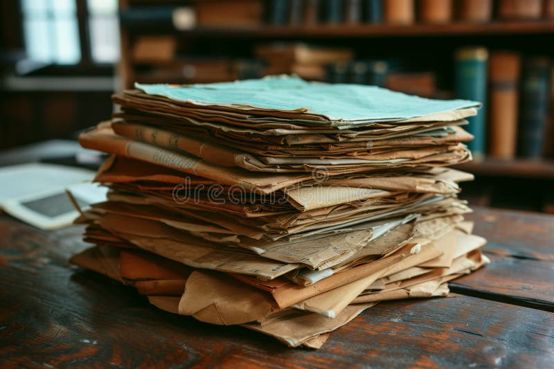 Pile of Paper Documents on a Desk, Made with Generative AI Stock Image ...