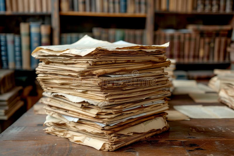 Pile of Paper Documents on a Desk, Made with Generative AI Stock Image ...