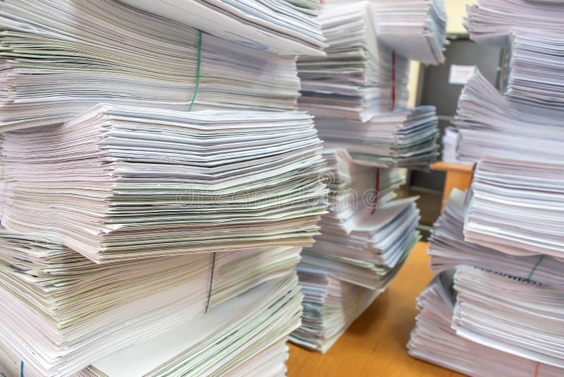 Pile of Paper Documents in the Office, Paper Trash, Waste Paper Stock ...
