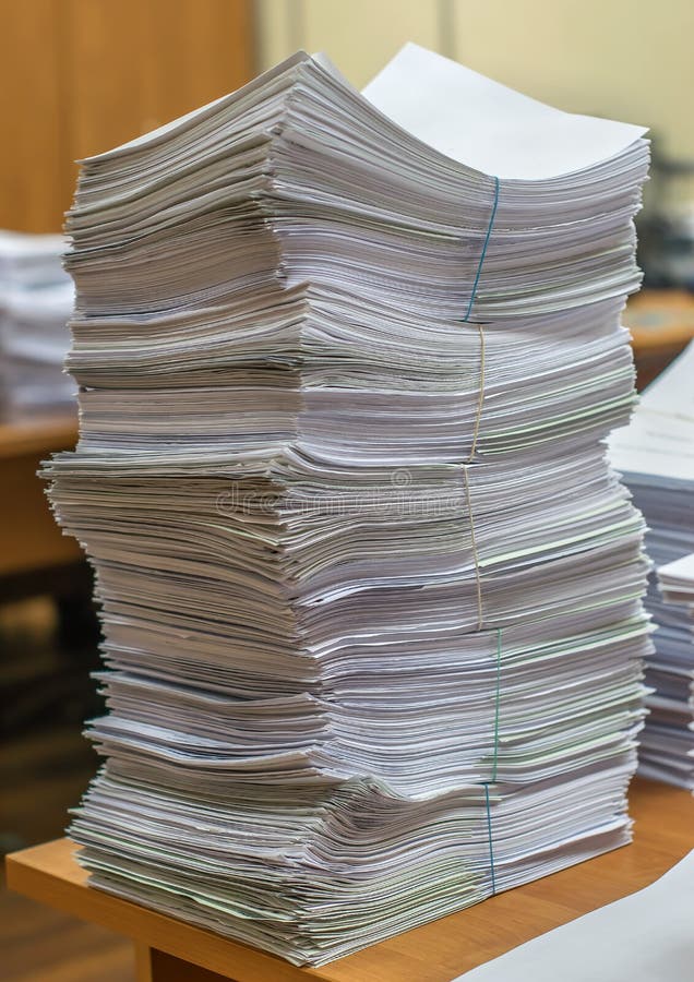Pile of Paper Documents in the Office Stock Image - Image of finance ...