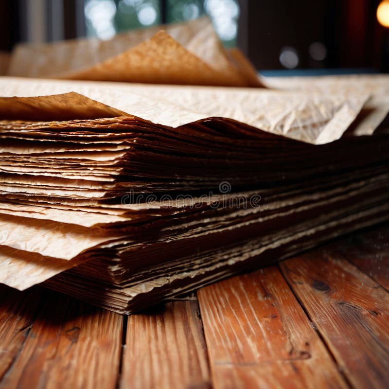 Pile of Paper Documents, Vintage Old Sheets of Paper Stock Illustration ...