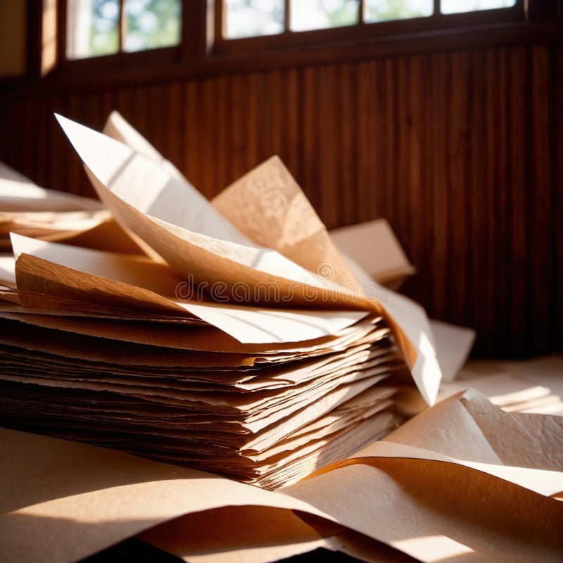 Pile of Paper Documents, Vintage Old Sheets of Paper Stock Illustration ...