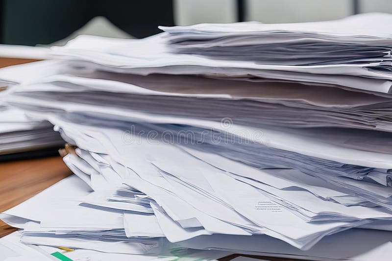 Pile of Paper Documentspile of Paper Documentsstack of Papers on Table ...