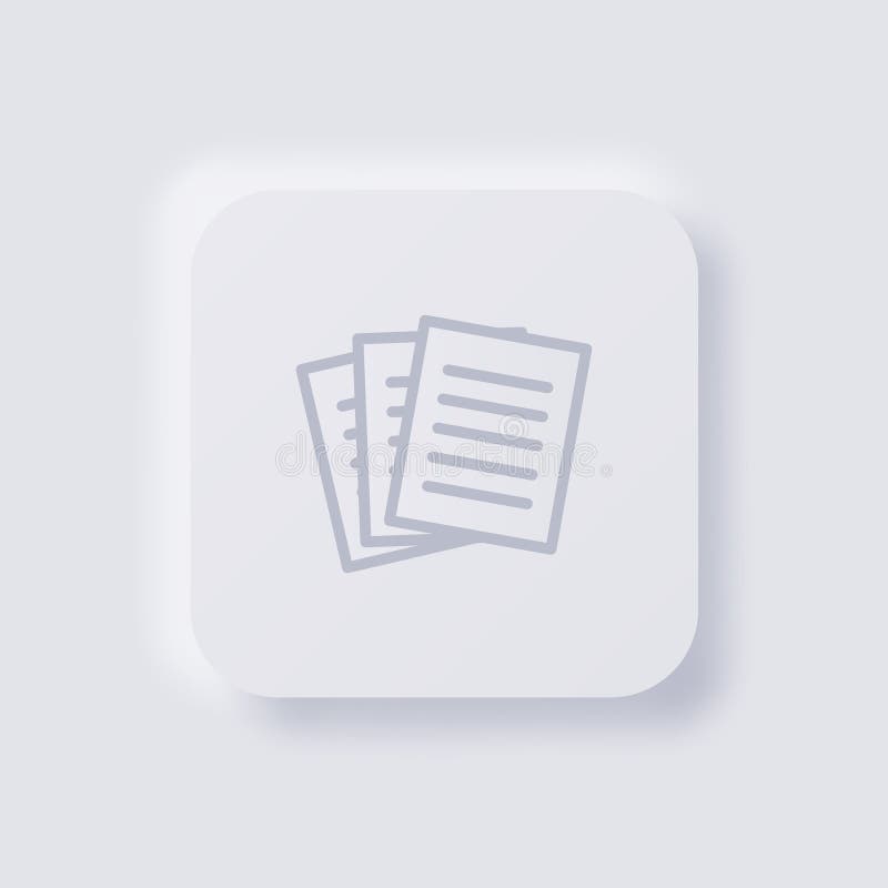 Pile of Paper Icon, White Neumorphism Soft UI Design for Web Design ...