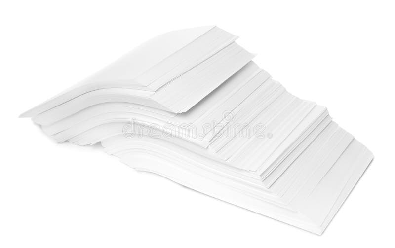Pile of Paper Sheets on White Background Stock Image - Image of data ...