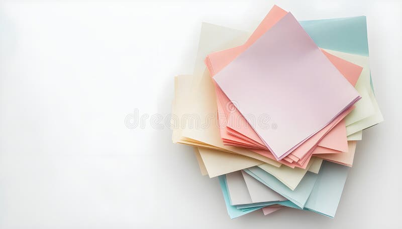Pile of Paper Sheets on White Background, Top View Stock Photo - Image ...