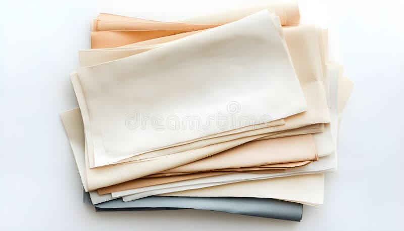 Pile of Paper Sheets on White Background, Top View Stock Image - Image ...