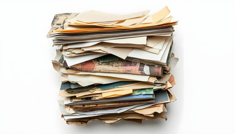 Pile of Paper Sheets on White Background, Top View Stock Photo - Image ...