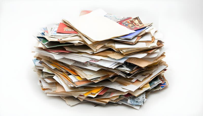 Pile of Paper Sheets on White Background, Top View Stock Image - Image ...