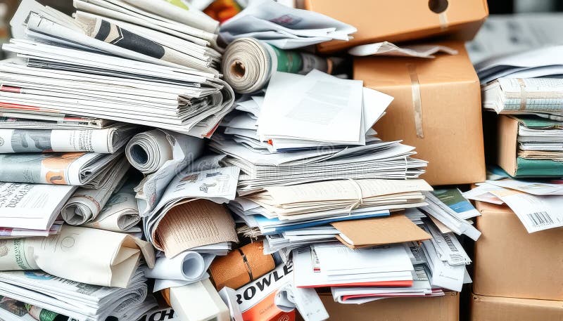 Pile of Papers with a Box on Top Stock Image - Image of document ...