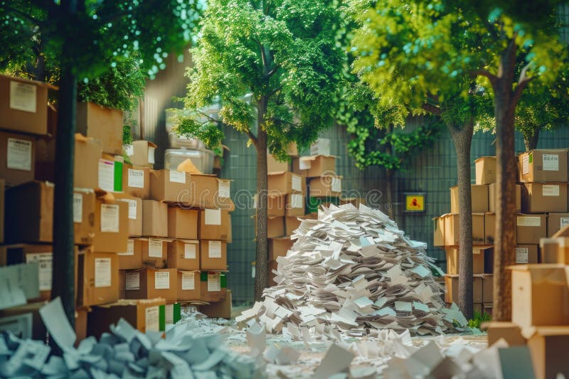 Pile of Papers and Boxes in Office Setting, Ideal for Stock Photos of ...