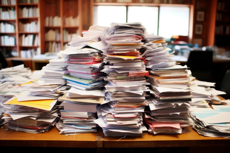 A Pile of Papers on a Busy Desk in a Bright Office Indicates an ...
