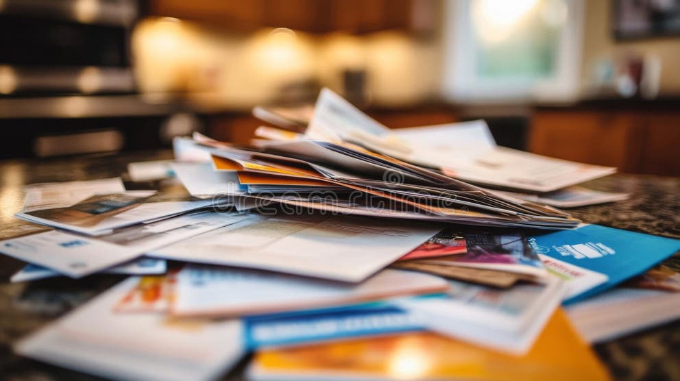 A Pile of Papers and Magazines on a Kitchen Counter Stock Illustration ...