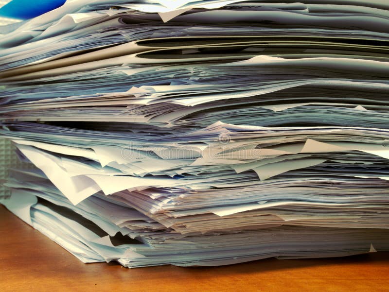 Pile of Papers at Office Desk Stock Photo - Image of file, heap: 140739400