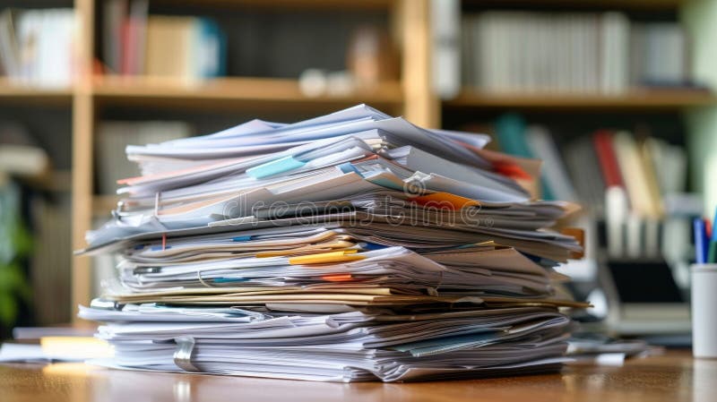 A Pile of Papers Sitting on the Office Desk Stock Image - Image of ...