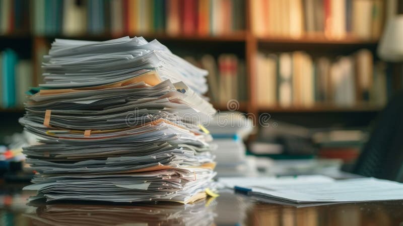 A Pile of Papers Sitting on the Office Desk Stock Photo - Image of ...