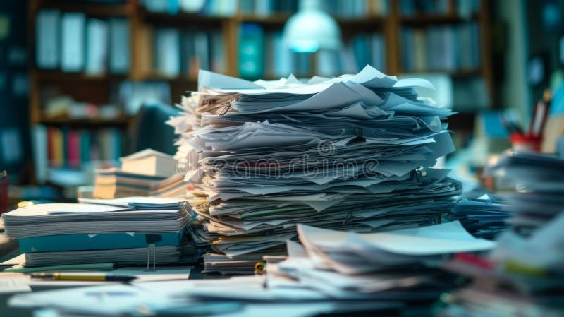 A Pile of Papers Sitting on the Office Desk Stock Image - Image of ...