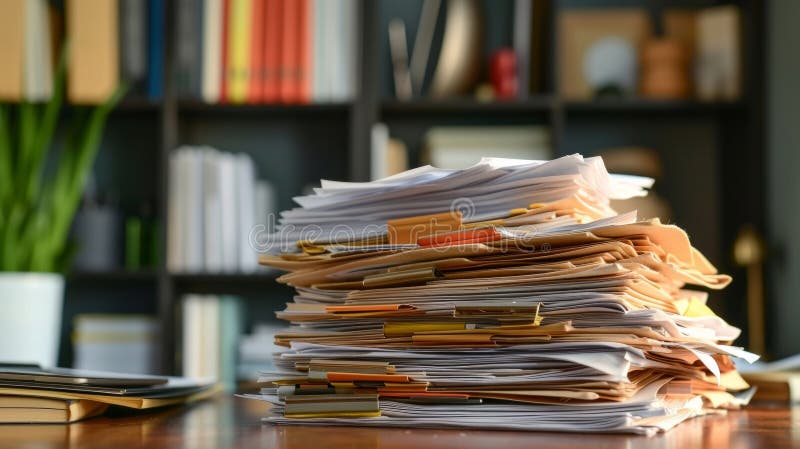 A Pile of Papers Sitting on the Office Desk Stock Image - Image of ...