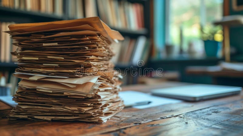 A Pile of Papers Sitting on the Office Desk Stock Photo - Image of ...