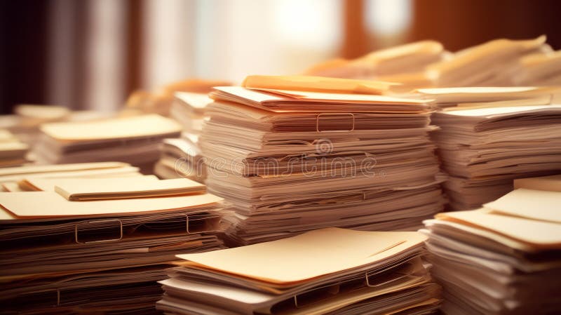 A Pile of Papers Sitting on Top of a Table Stock Illustration ...