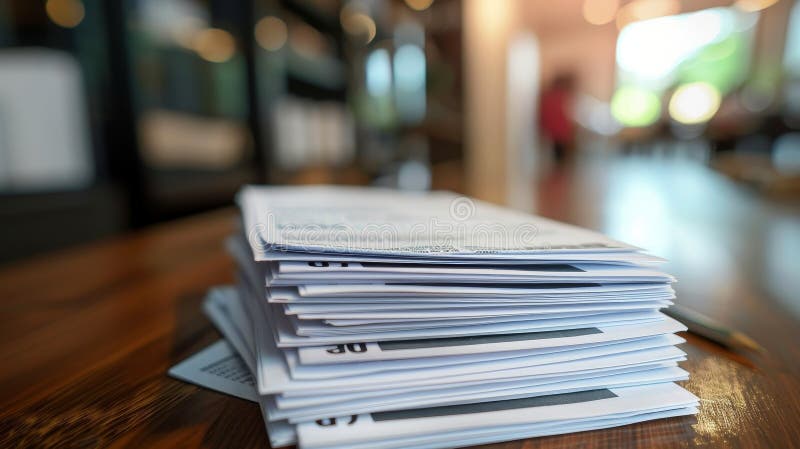 Pile of Papers on a Table in an Office Setting, Symbolizing Paperwork ...