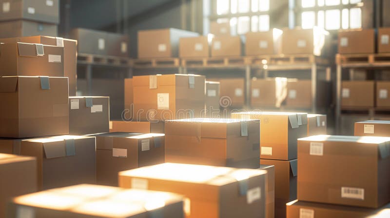 A pile of parcel boxes stock image. Image of warehouse - 328919871