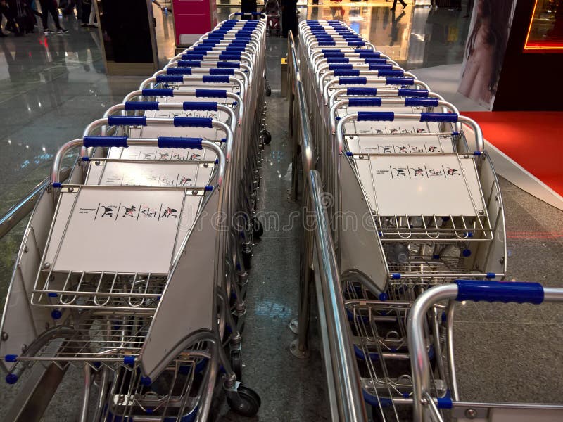 Pile of Passenger Carts at the Airport Stock Image - Image of metal ...