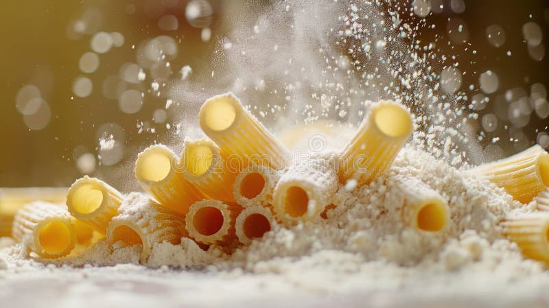 Uncooked Penne Pasta in Flour Dust: Delicious Italian Food Photography ...
