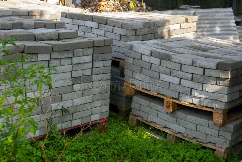 Pile of Paving Stones during Road Construction Stock Photo - Image of ...
