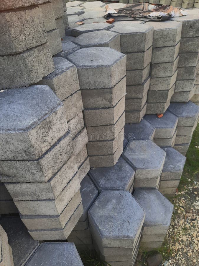 Pile of Paving Blocks Neatly Arranged Stock Image - Image of cobbled ...