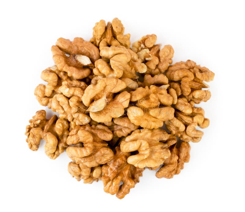 Pile of Peeled Walnut on a White. the View from the Top. Stock Photo ...